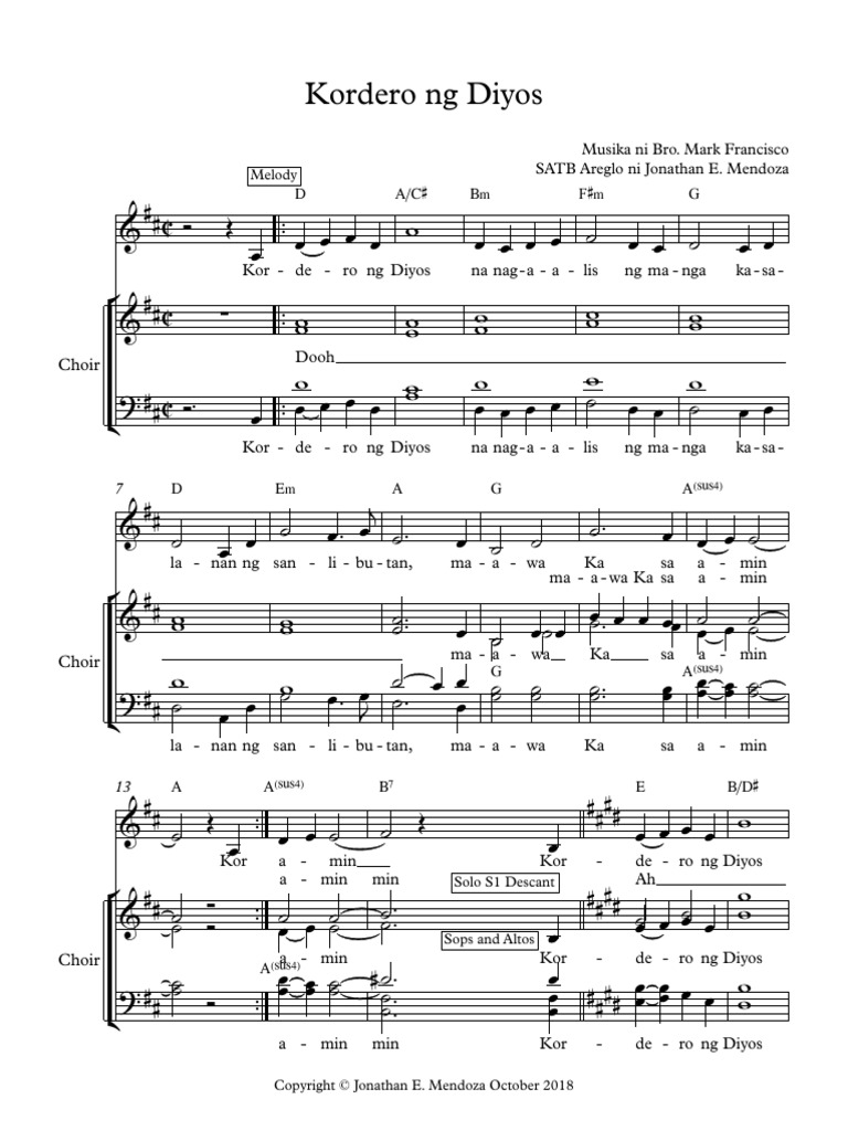 Kordero NG Diyos Mark Francisco Full Score | PDF