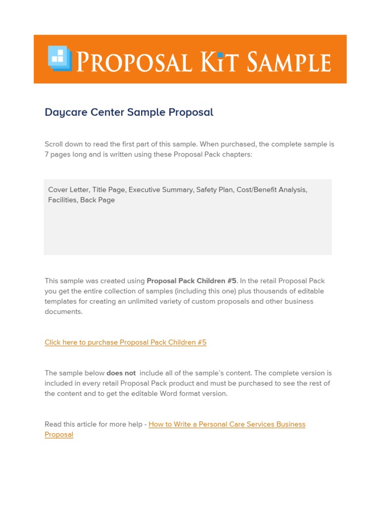 Child Daycare Services Proposal | PDF | Child Care | Relationships