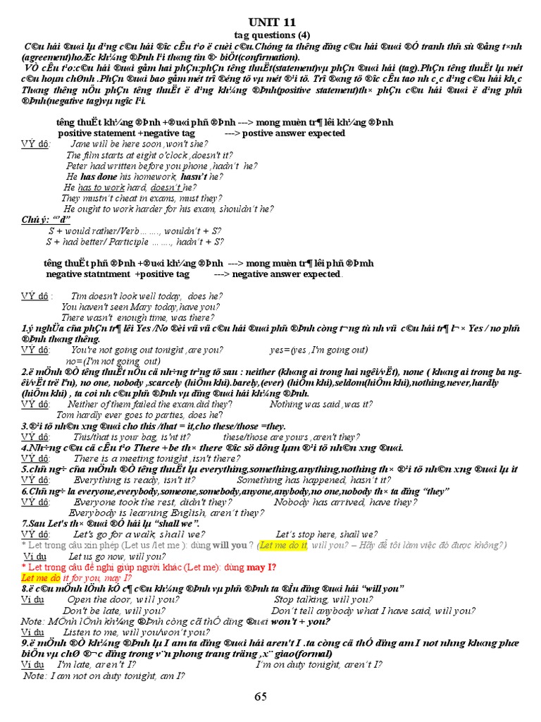 Unit 11: Tag Questions | PDF | Vietnam