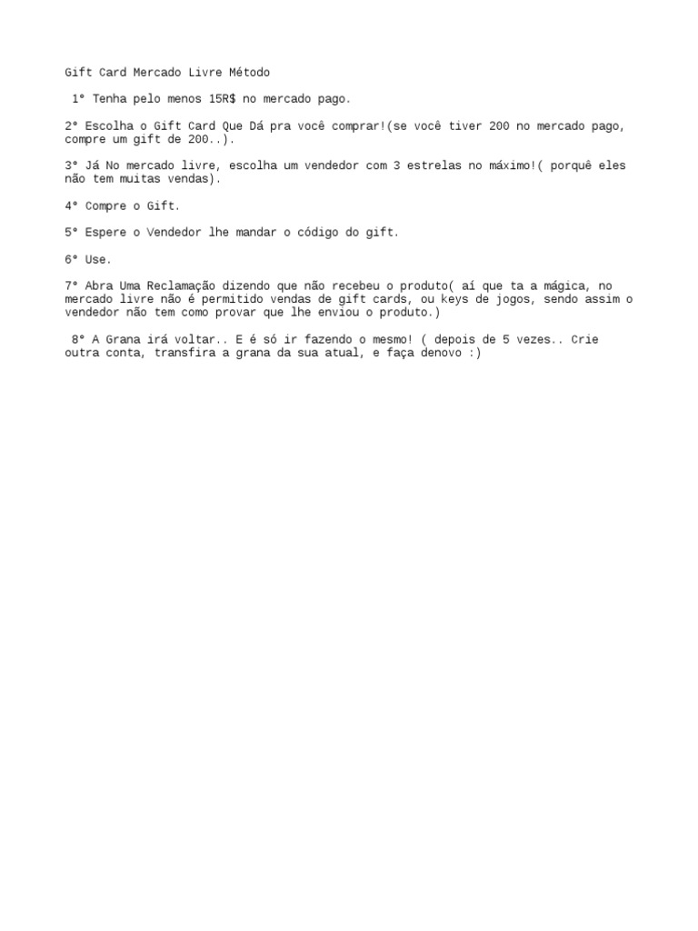 Esquema Gift Card ML | PDF