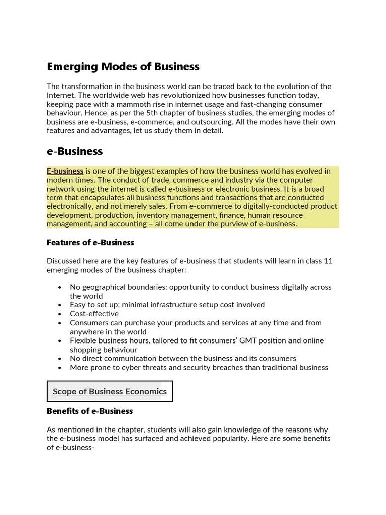 Emerging Modes of Business | PDF | Electronic Business | E Commerce