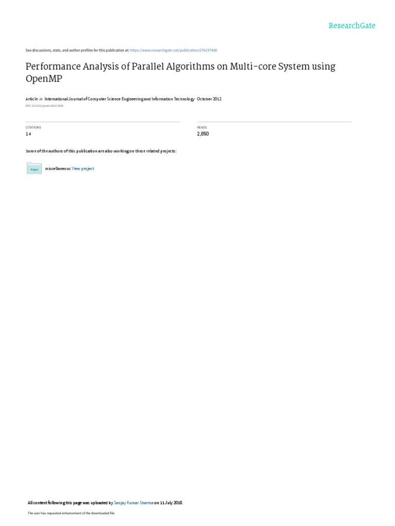 Performance Analysis of Parallel Algorithms On Mul | Download Free PDF ...