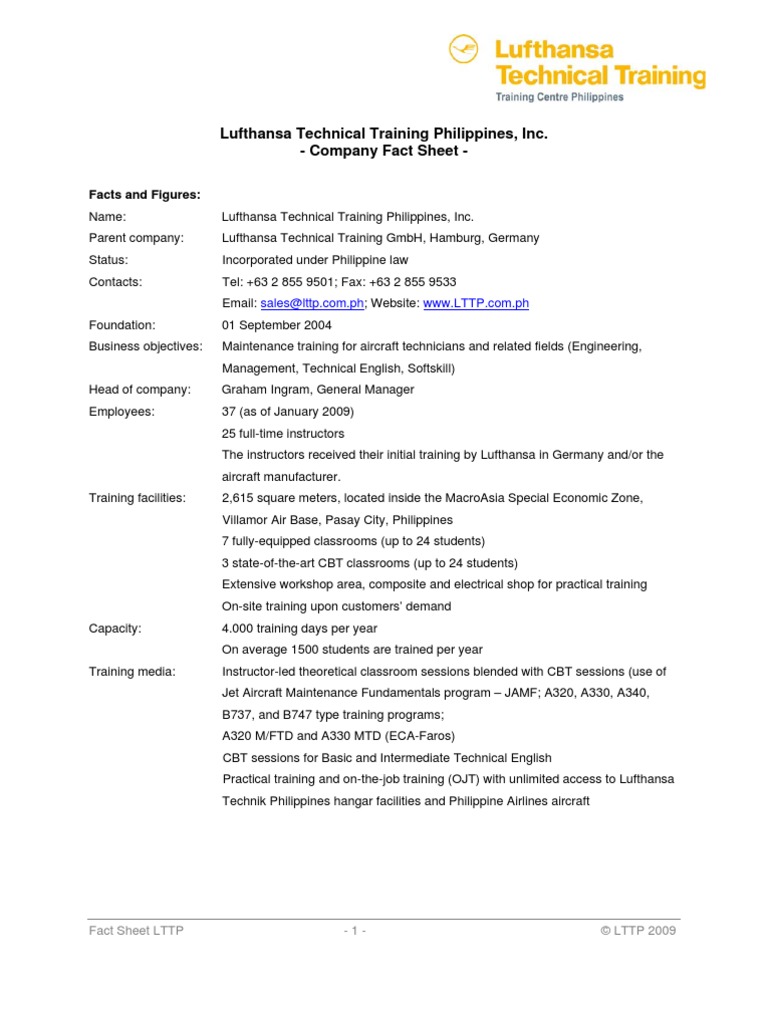 LTTP Fact Sheet | PDF | Airlines | Aviation