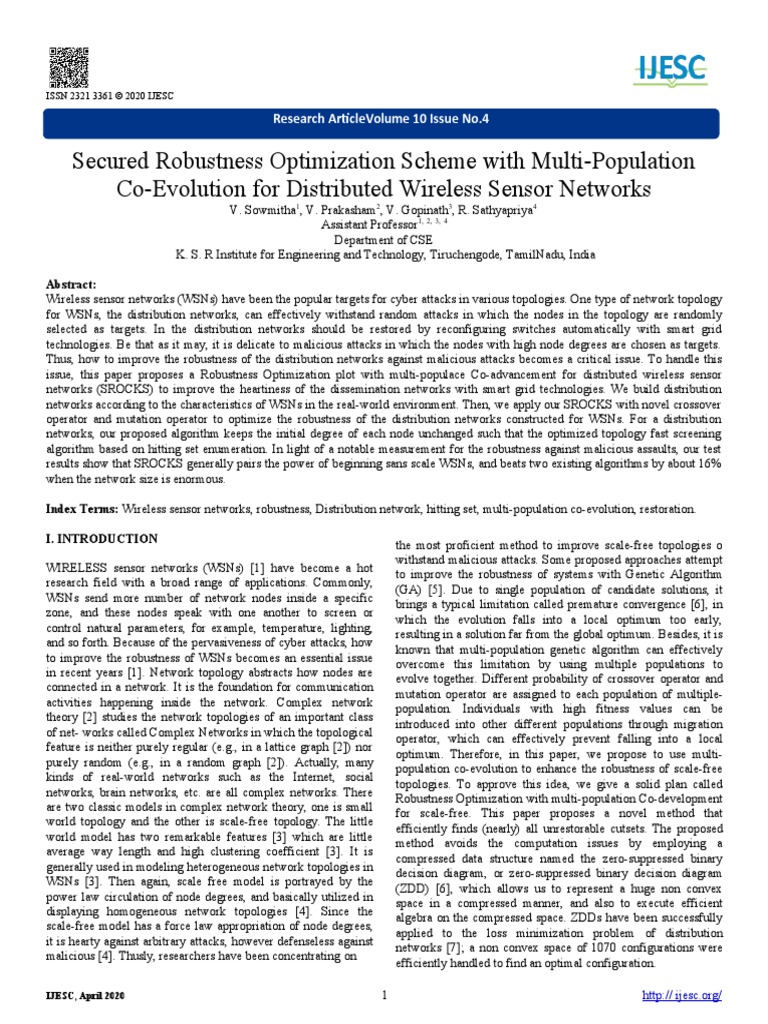 Secured Robustness | PDF | Wireless Sensor Network | Genetic Algorithm