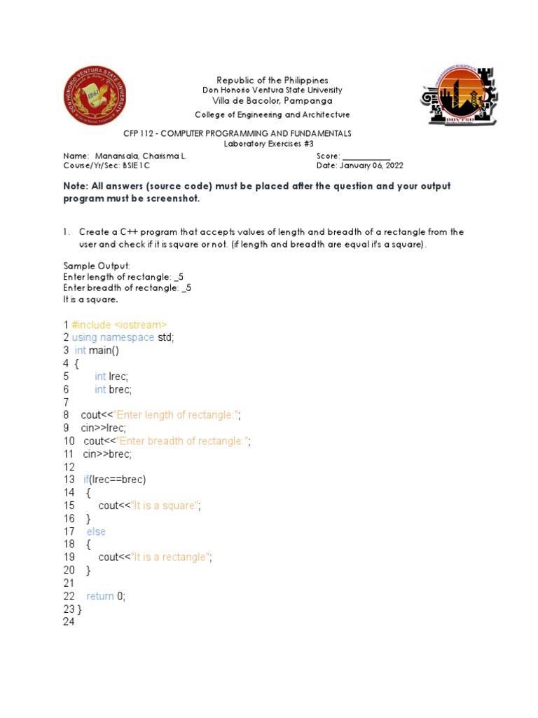 Laboratory Exercises #3 - IF | PDF | Computer Science | Software ...
