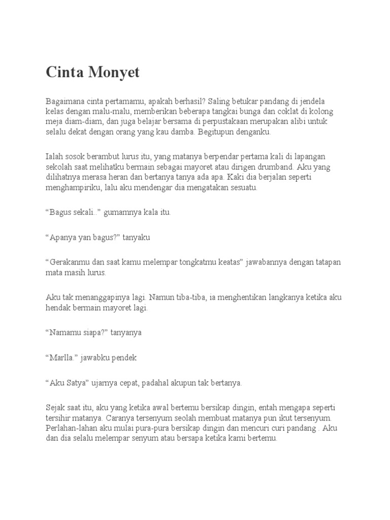CERPEN - Cinta Monyet | PDF