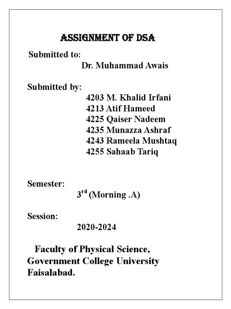 Assignment of DSA | PDF | Time Complexity | Computational Complexity Theory