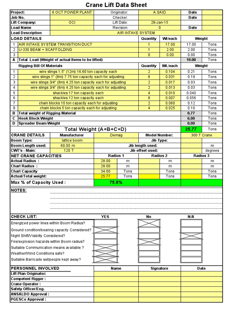 03 Crane Lift Data Sheet 300T - U7 | PDF | Crane (Machine)