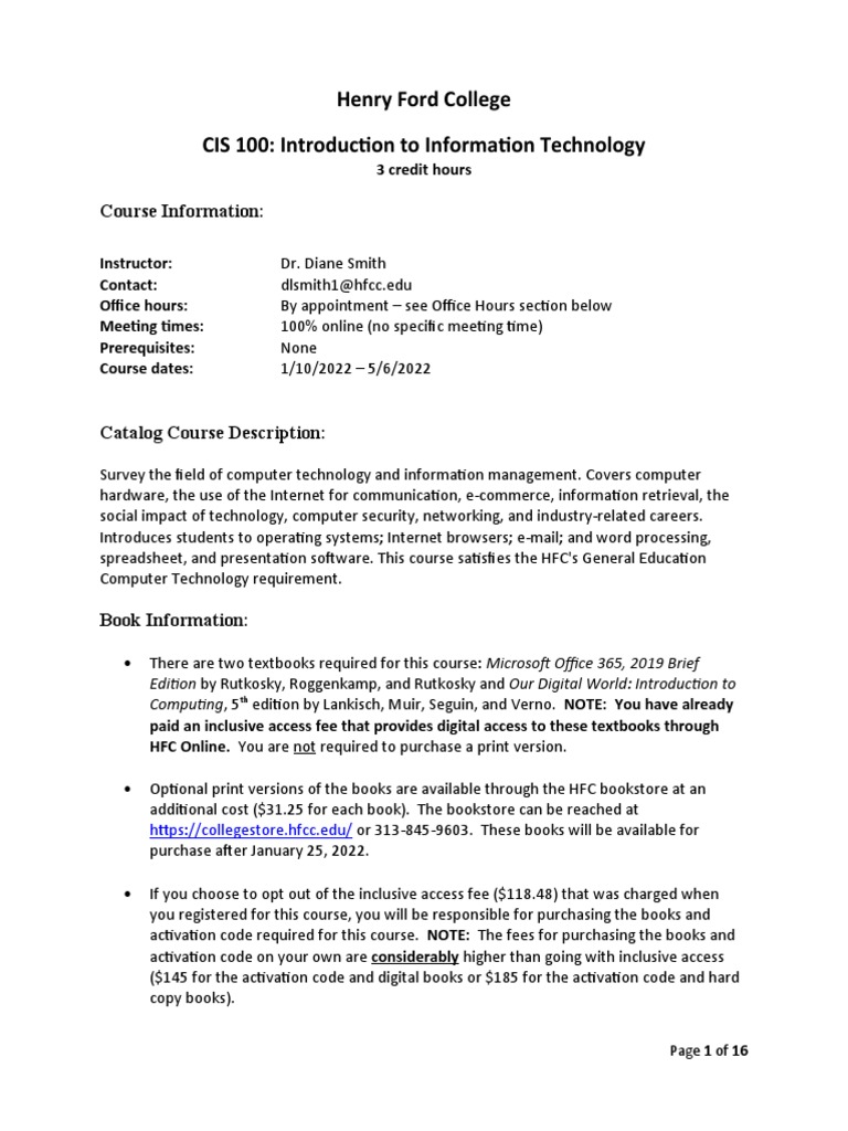 Cis 100 Winter 2022 Syllabus Pdf Academic Dishonesty Test