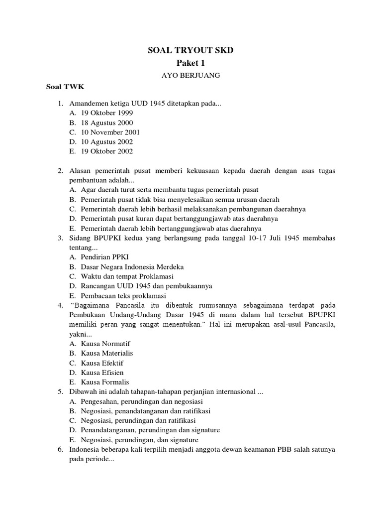 Soal Dan Pembahasan Tryout SKD | PDF