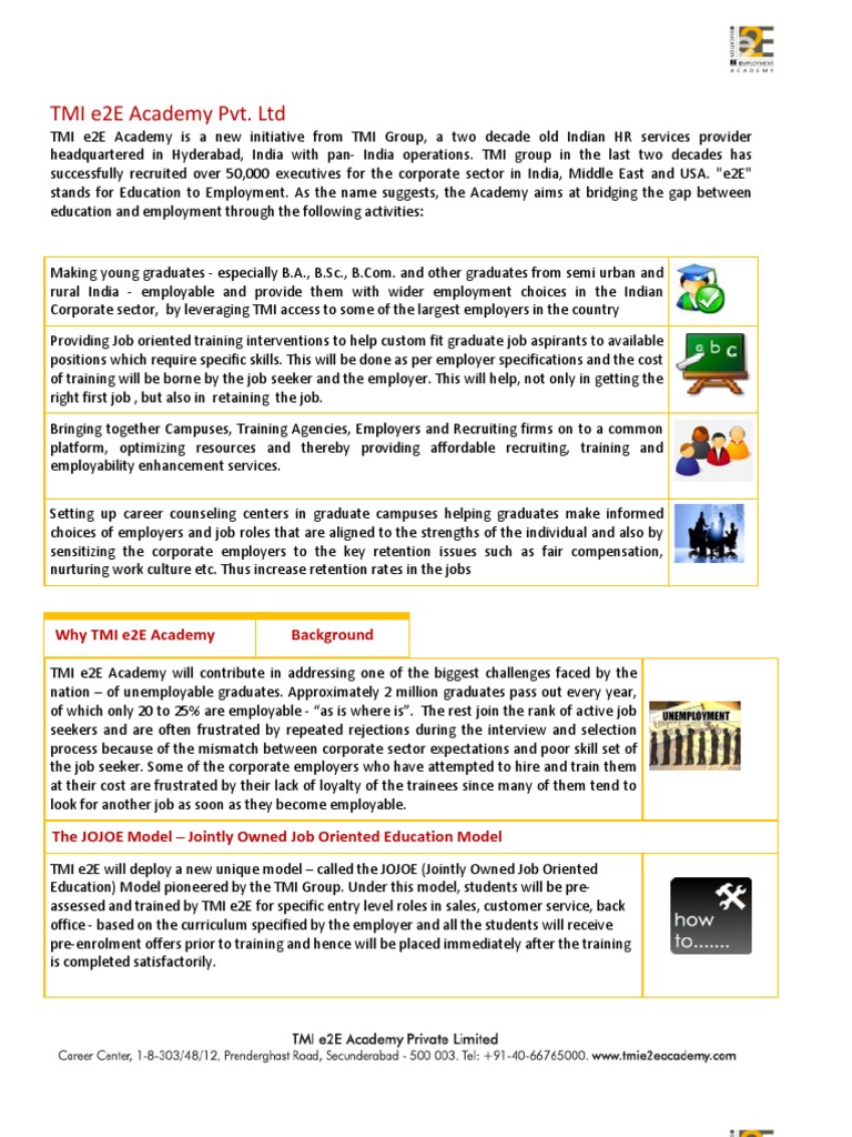 TMI e2E Academy: Bridging Education to Employment | PDF | Employment | Economies