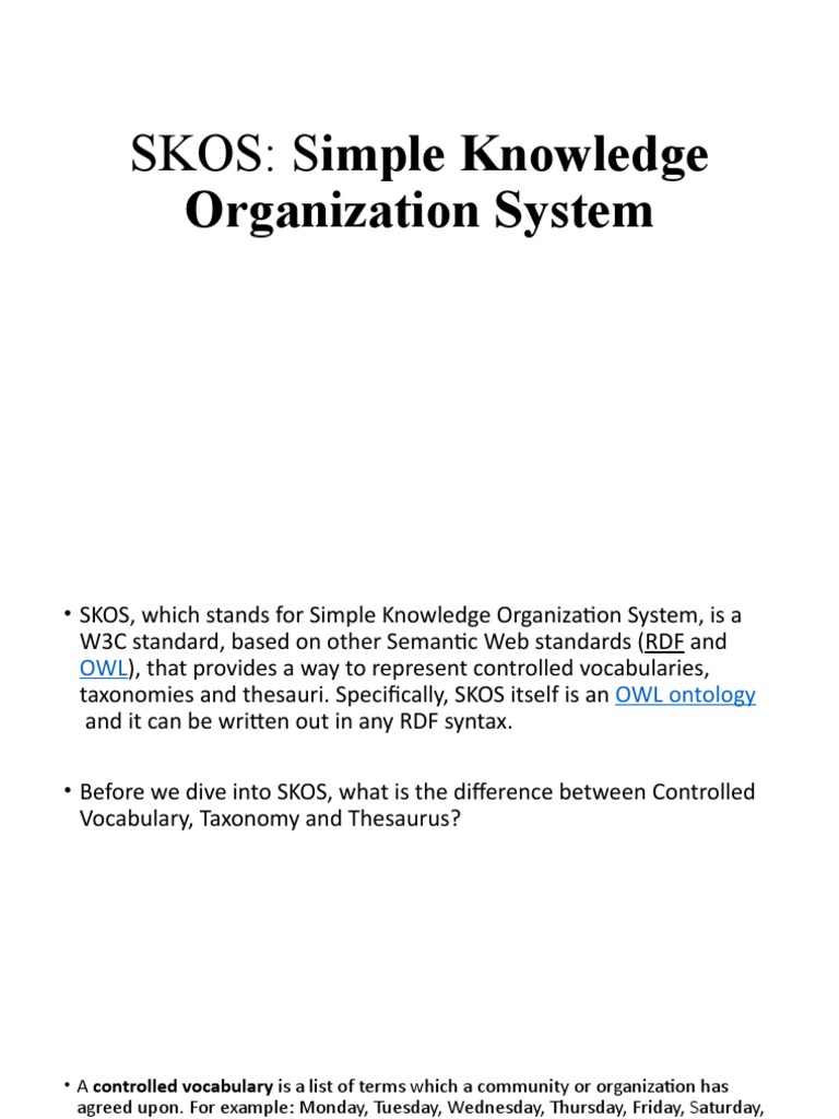 SKOS: Simple Knowledge: Organization System | PDF | Cognitive Science ...