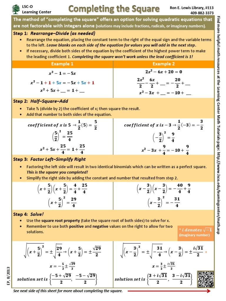 Completing The Square Methods | PDF | Quadratic Equation | Factorization