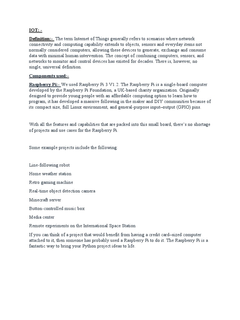 IOT, Sumaiya Khan | PDF | Internet Of Things | Raspberry Pi