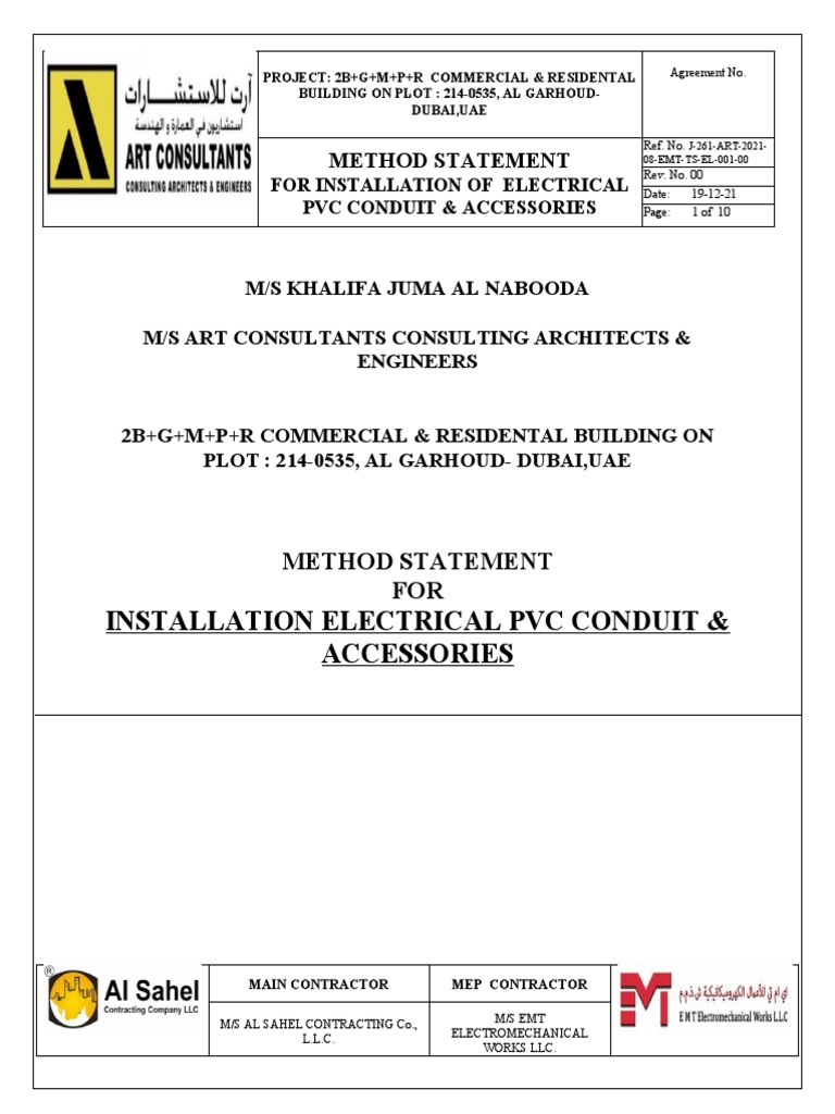 PVC Conduit Installation Method Statement | PDF | Building Materials ...