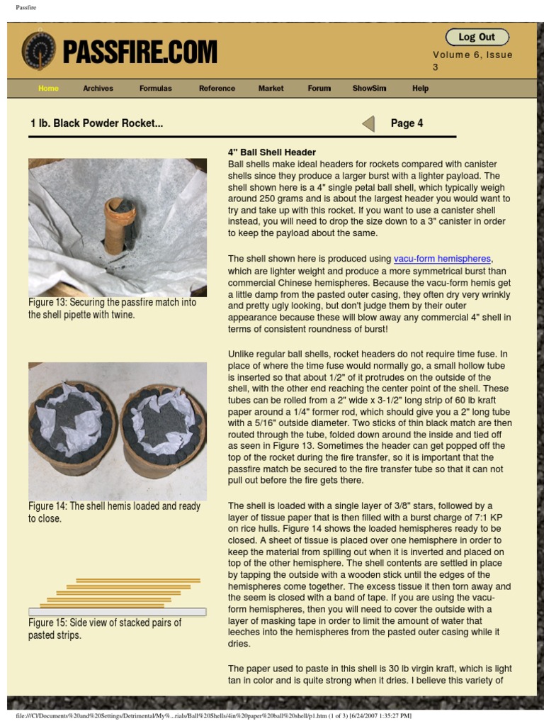 1 Lb. Black Powder Rocket... : 4" Ball Shell Header | PDF | Shell ...