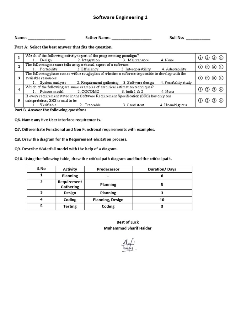 Software Engineering Exam Questions Guide | PDF | Systems Engineering | Information Management