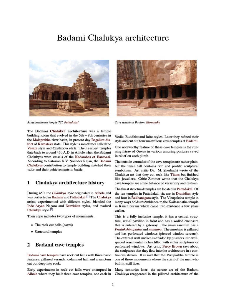 Badami Chalukya Architecture | PDF | South India | Religious Architecture
