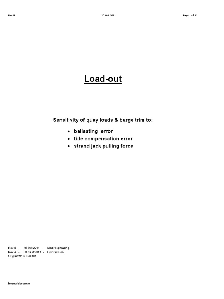 Loadout - Sensitivity of Quay Loads & Barge Trim To Ballasting Error ...