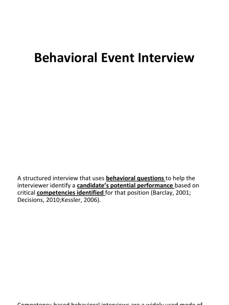 Behavioral Event Interview | PDF | Competence (Human Resources ...