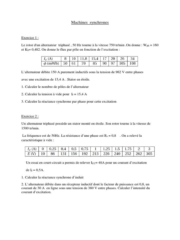 TD Machines Synchrones | PDF | Puissance (physique) | Énergie électrique
