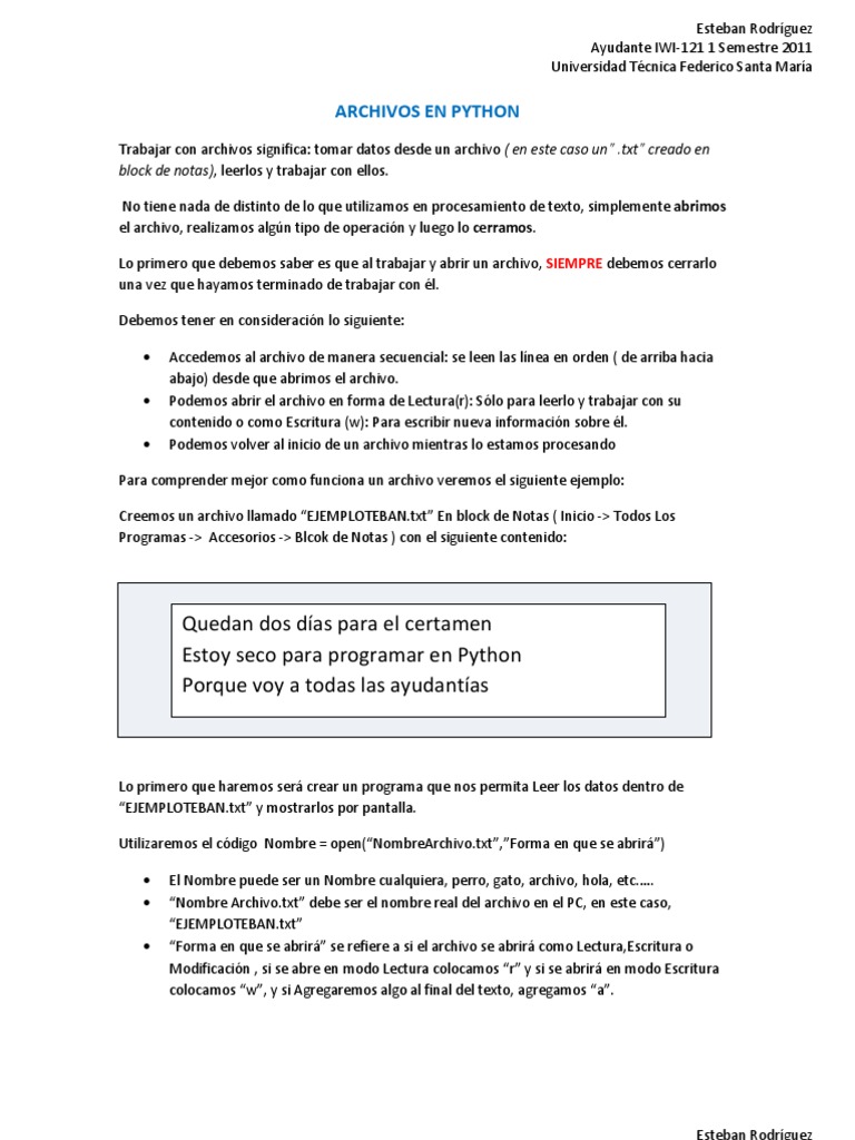 Archivos en Python | PDF | Archivo de computadora | Python (lenguaje de programación)