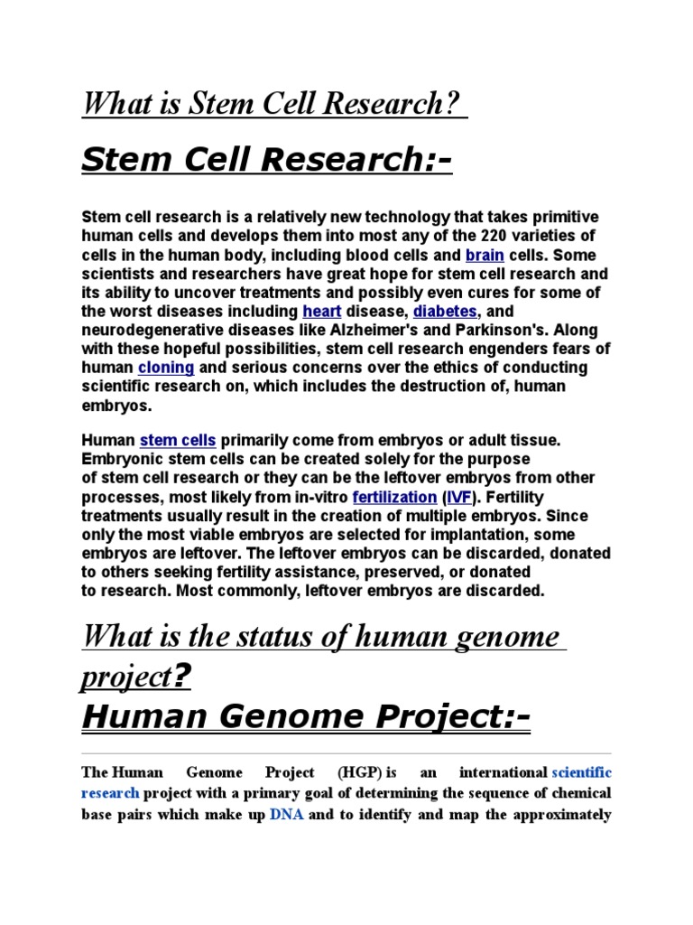 What Is Stem Cell Research | PDF | Life Sciences | Brewing