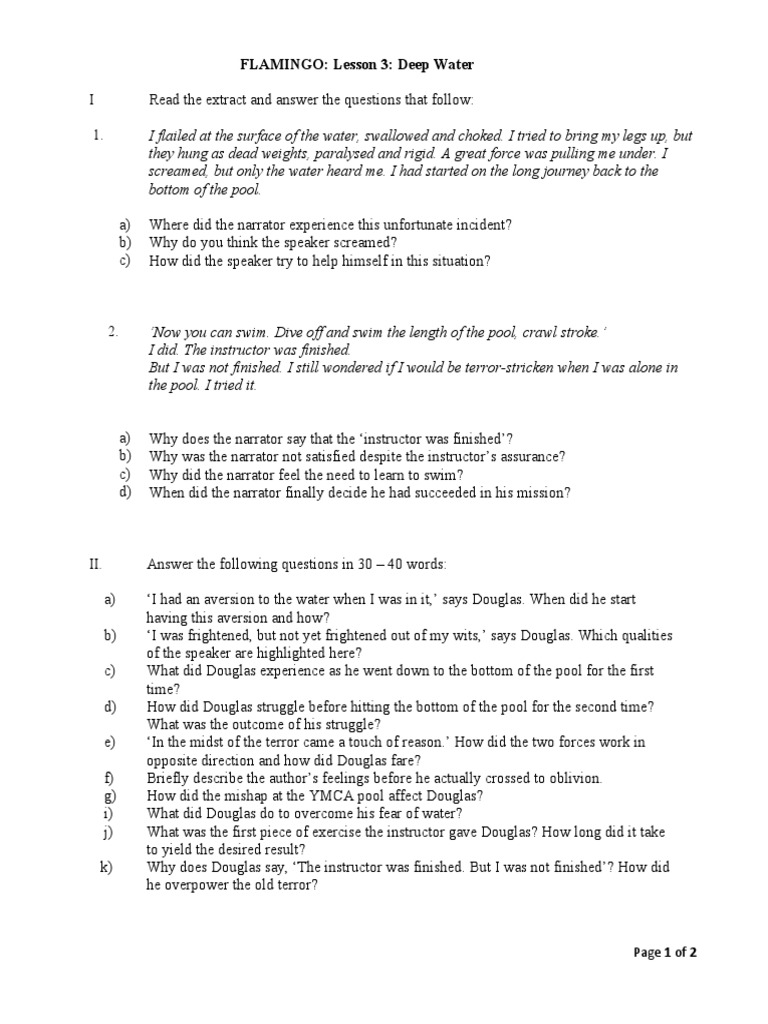 NCERT Class 12 Question Bank - Deep Water (English) | PDF