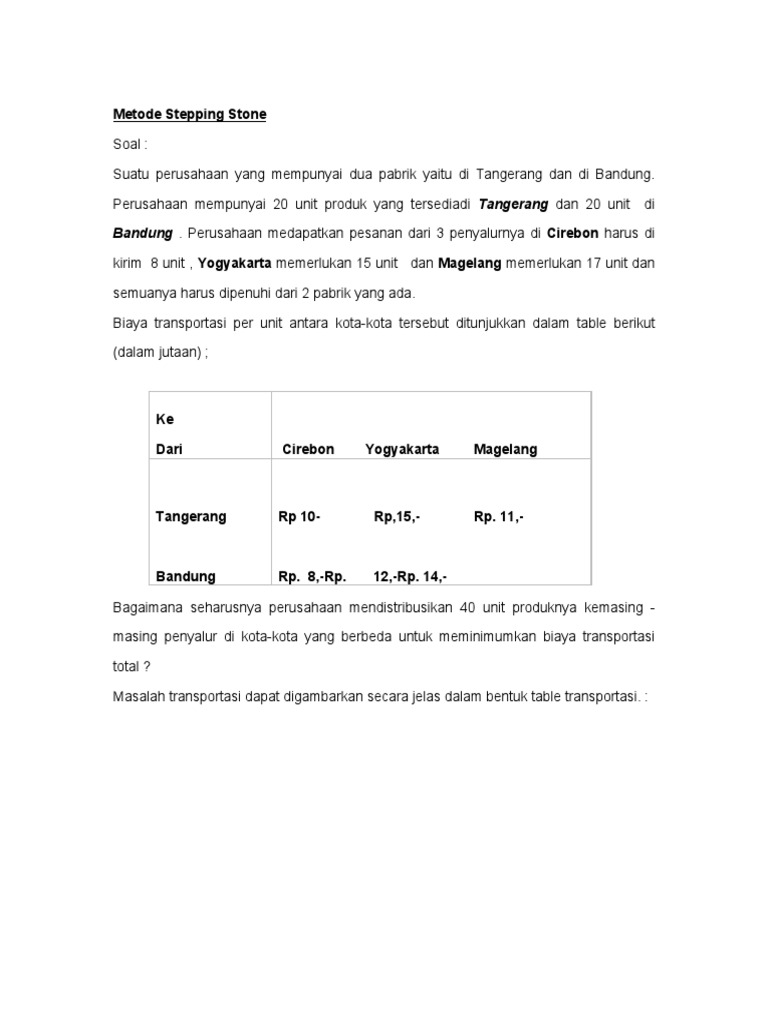 Metode Stepping Stone | PDF