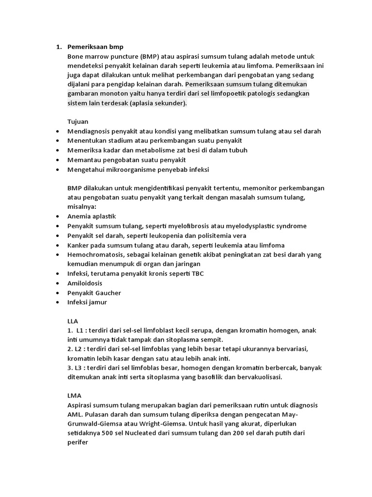 Pemeriksaan BMP | PDF