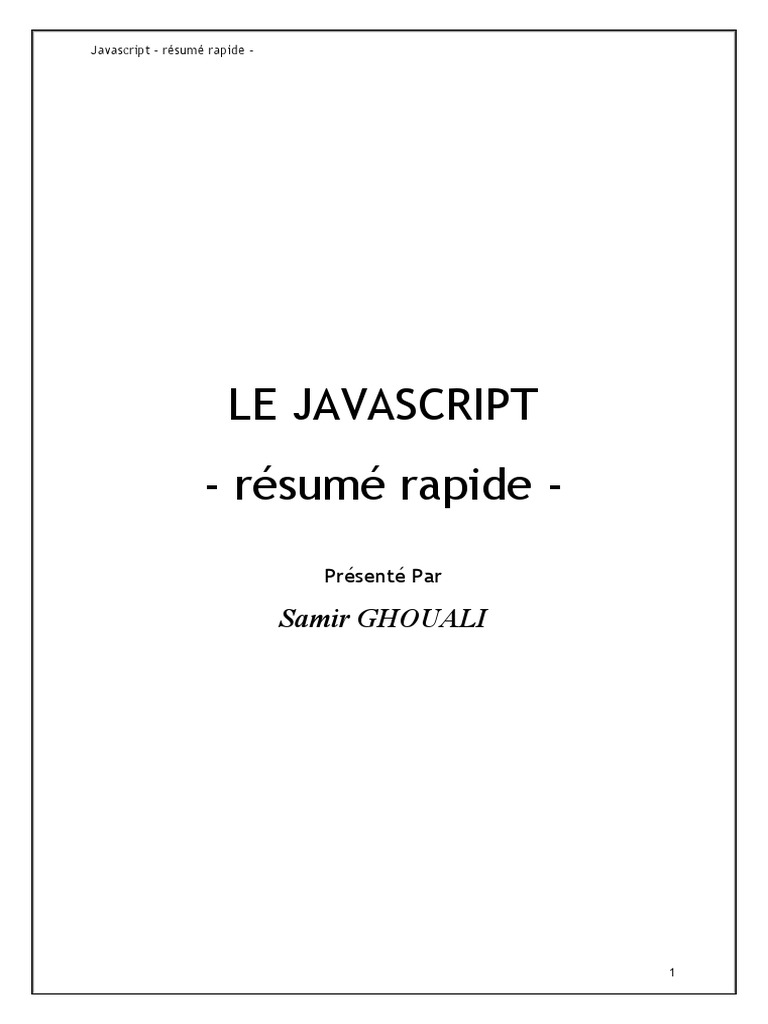 Le Javascript Resume | PDF | JavaScript | Cookie (informatique)