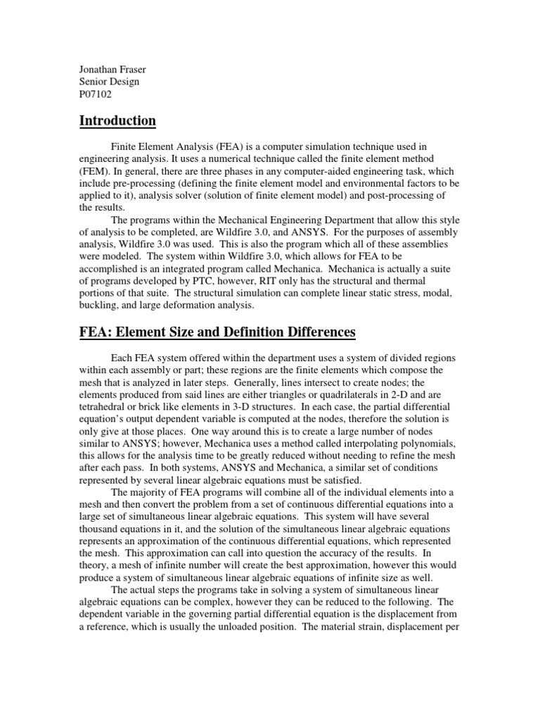 FEA Summary | PDF | Finite Element Method | Mathematical Model