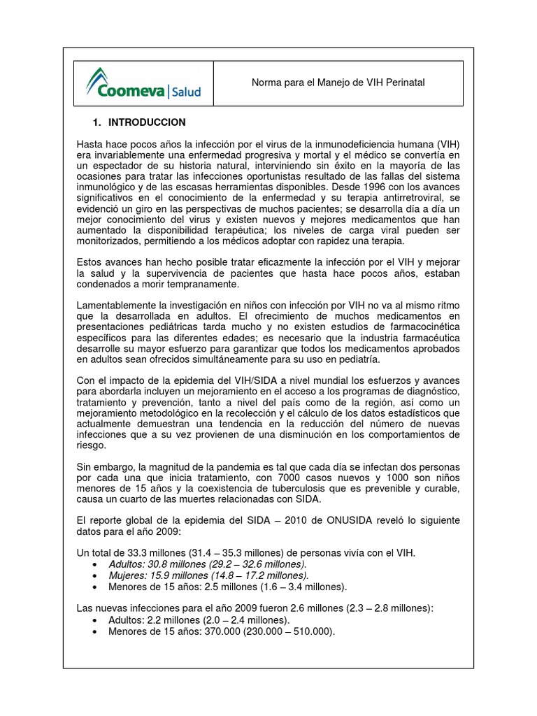 Protocolo VIH Perinatal | PDF | Manejo del VIH / SIDA | VIH
