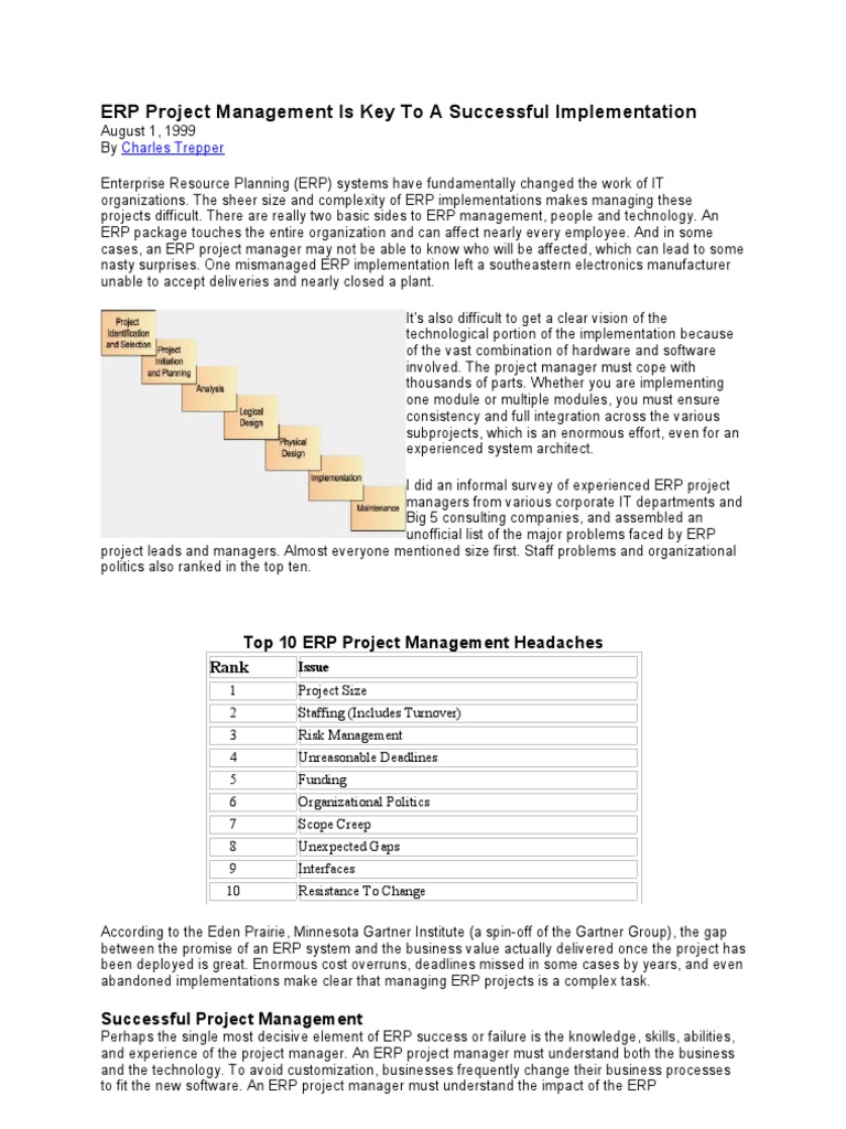 ERP Project Management Is Key To A Successful Implementation | PDF ...