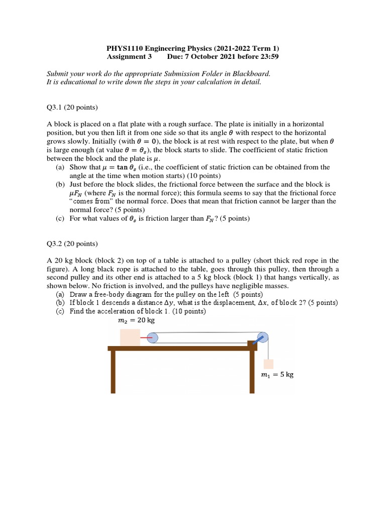 MATH 1041 Assignment - 3 - v2 | PDF | Friction | Nature