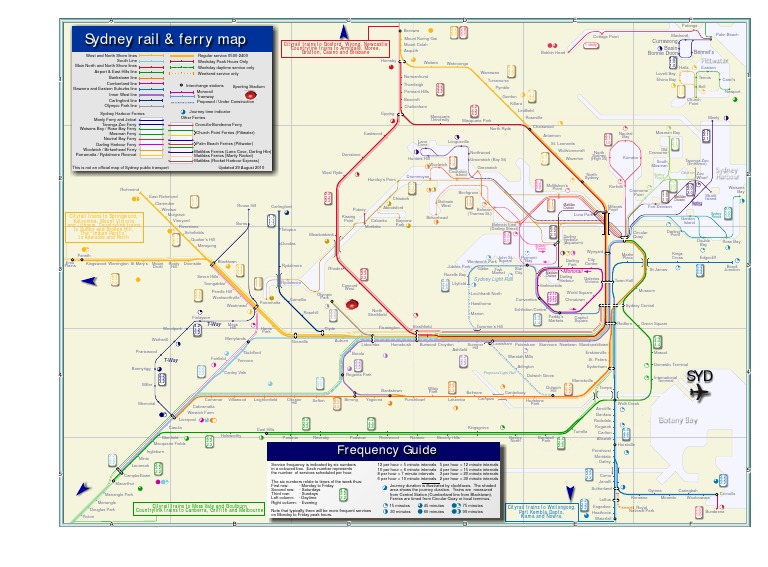 Sydney Rail and Ferry Map | PDF | Sydney | Public Transport