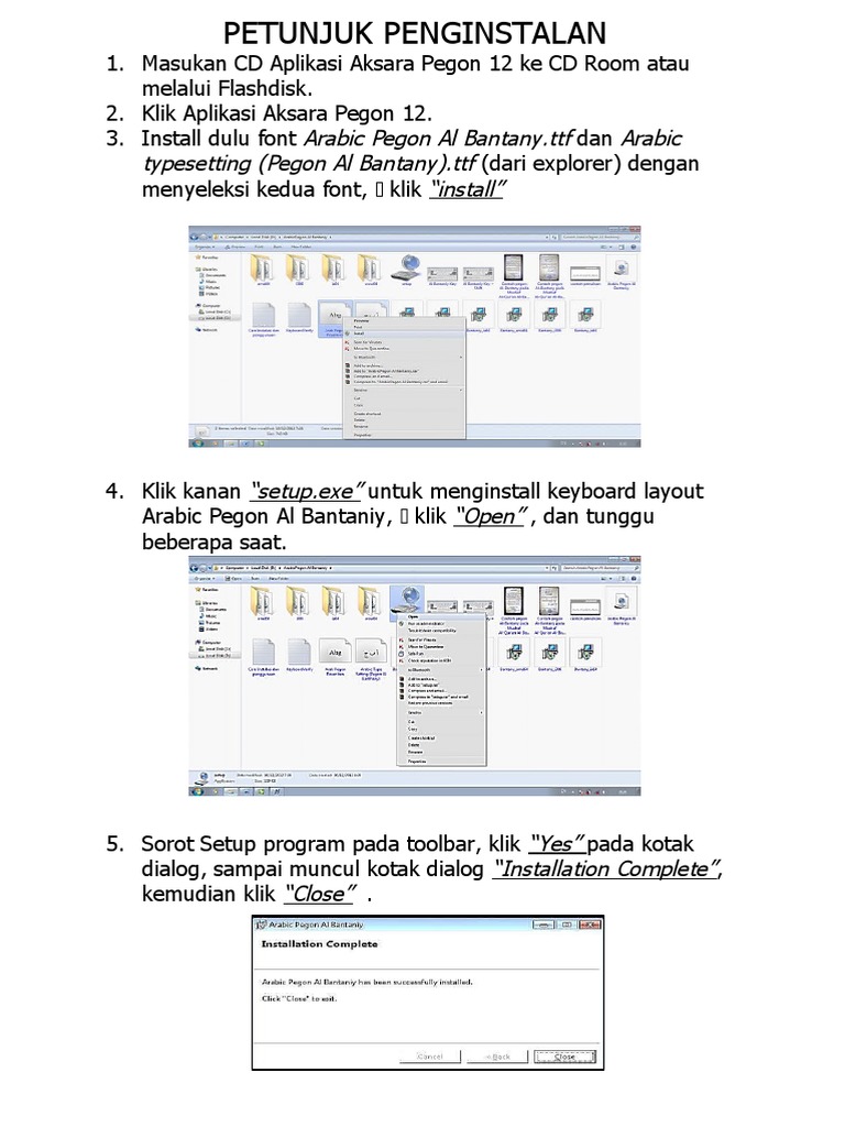 Petunjuk Penginstalan Dan Pengetikan Pegon Jawa | PDF