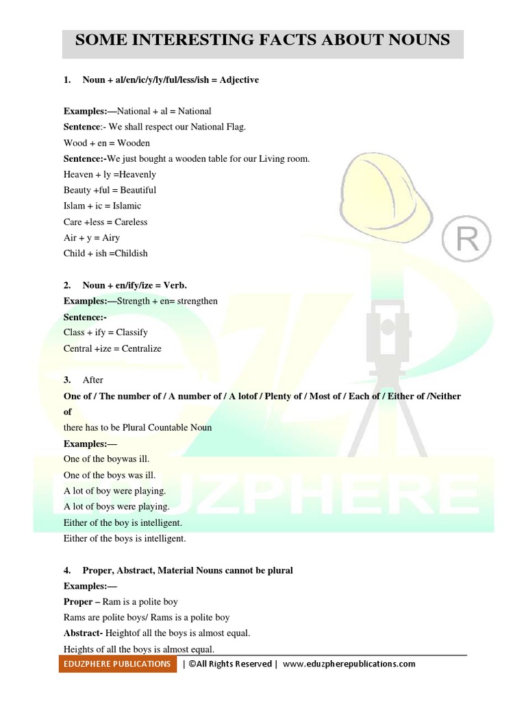 Facts About Noun | PDF | Noun | Plural