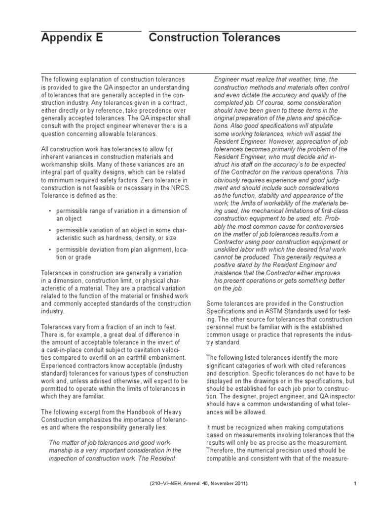 National Engineering Handbook - Part 645 - Construction Inspection - Appendix E - Construction ...