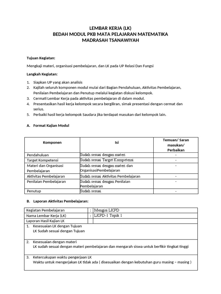 LK Bedah Modul PKB | PDF