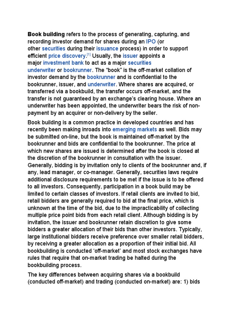 Book Building Process | Download Free PDF | Microeconomics | Investing