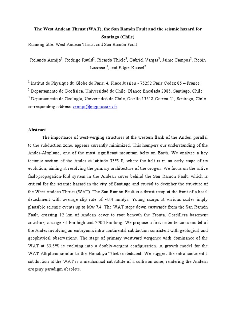 San Ramon Fault | PDF | Andes | Fault (Geology)