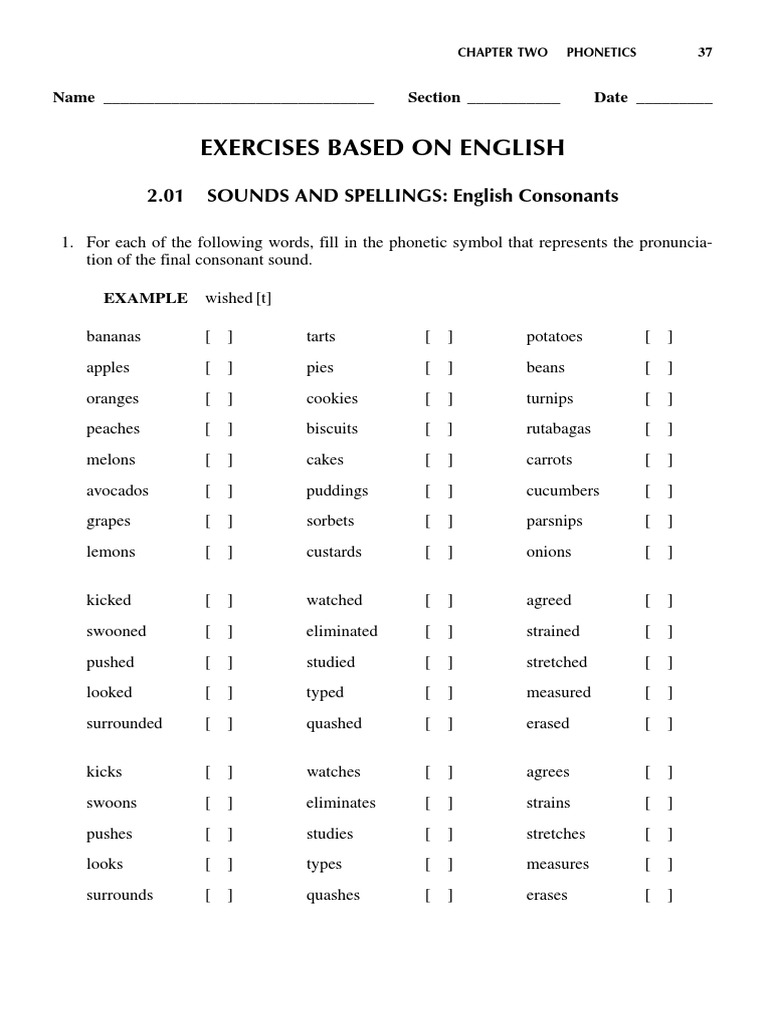 Phonetics Exercises: English Consonant Sounds and Spellings | PDF ...
