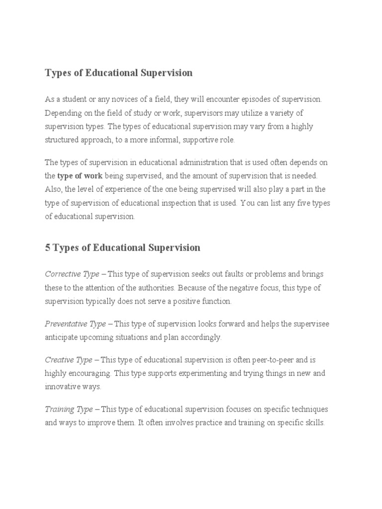 Types of Supervision | PDF | Mentorship | Communication