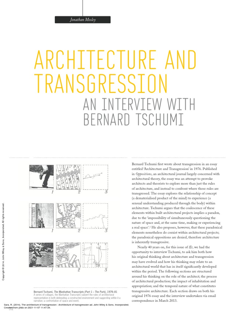 Architecture and Transgression: An Interview With Bernard Tschumi | PDF ...