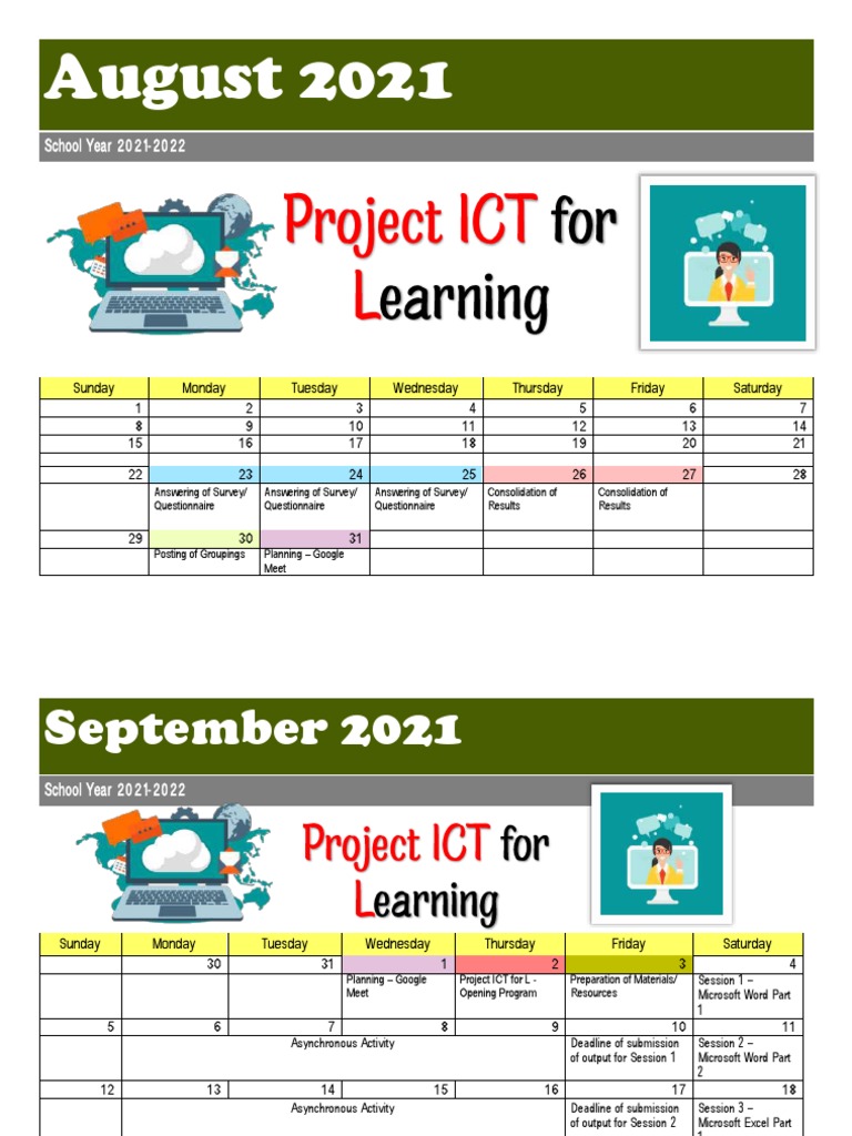 Ict For L - Calendar of Activities | PDF