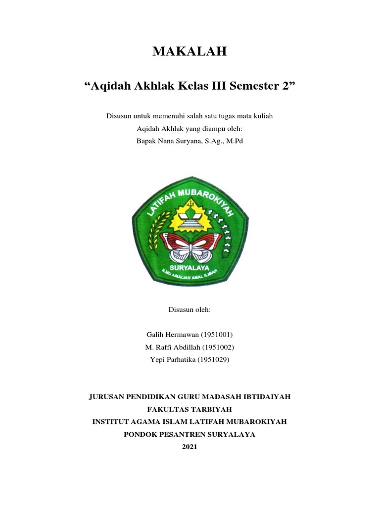 Makalah Kelompok 6 - AQIDAH AKHLAK Kelas 3 | PDF