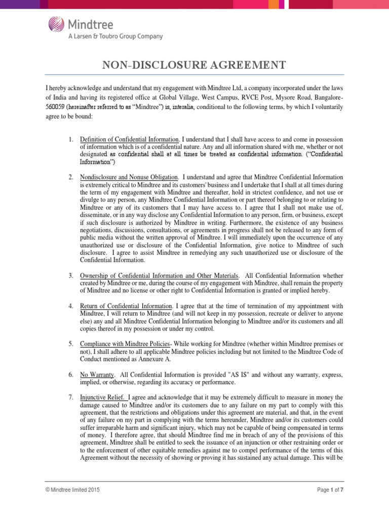 Sub-Contractor NDA and COC | PDF | Non Disclosure Agreement | Employment