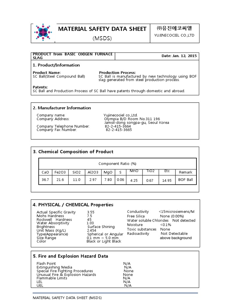 Material Safety Data Sheet: (MSDS) | PDF | Dangerous Goods | Resource ...