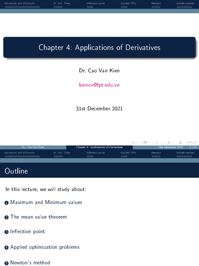 Chapter 4 - Applications of Derivatives | PDF | Maxima And Minima ...